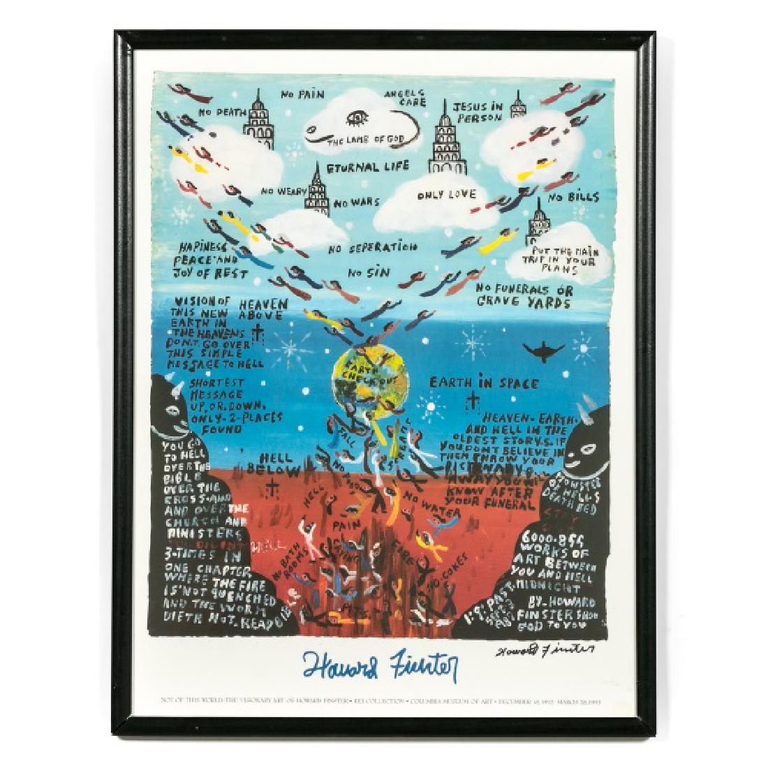 Howard Finster Framed Exhibition Poster, Signed