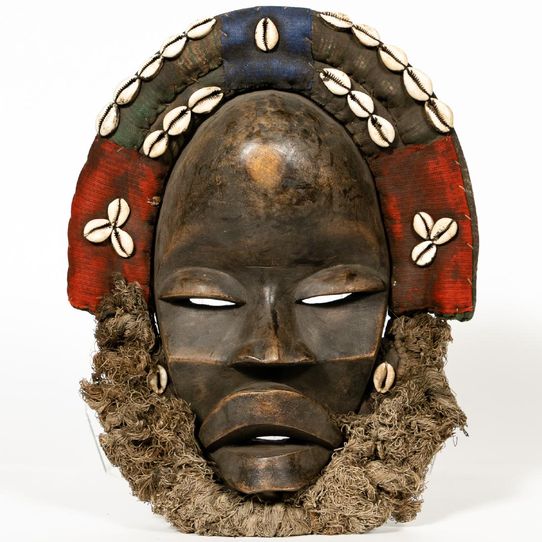 African Ivory Coast Dan Cowrie Shell Mask