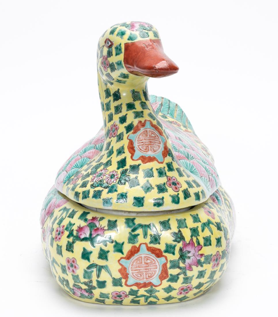 Chinese Export Style Famille Jaune Duck Tureen
