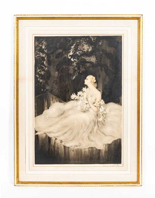 Louis Icart Etching Lilies Pencil Signed