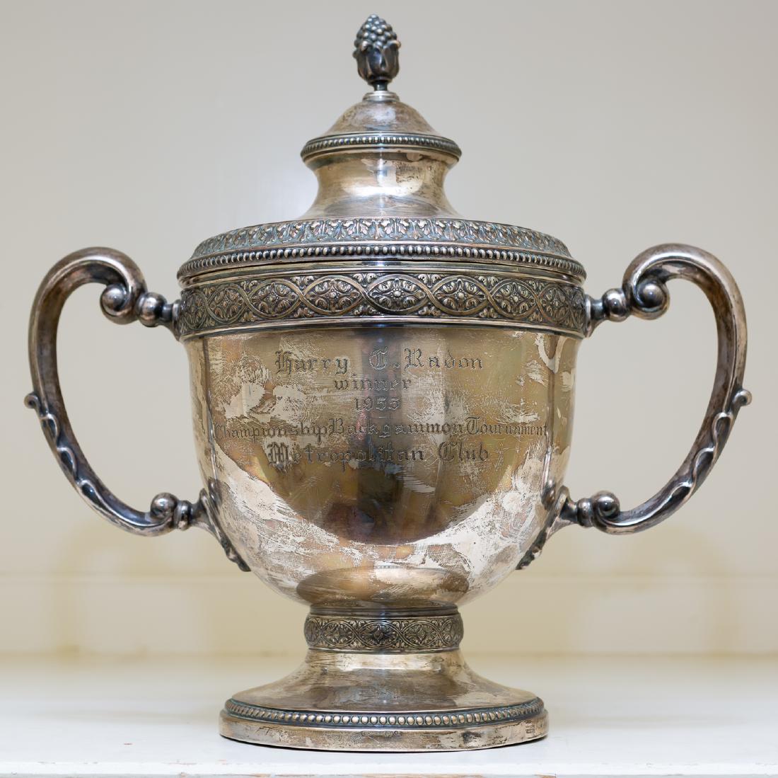 Spanish Sterling Silver Backgammon Trophy, 1955