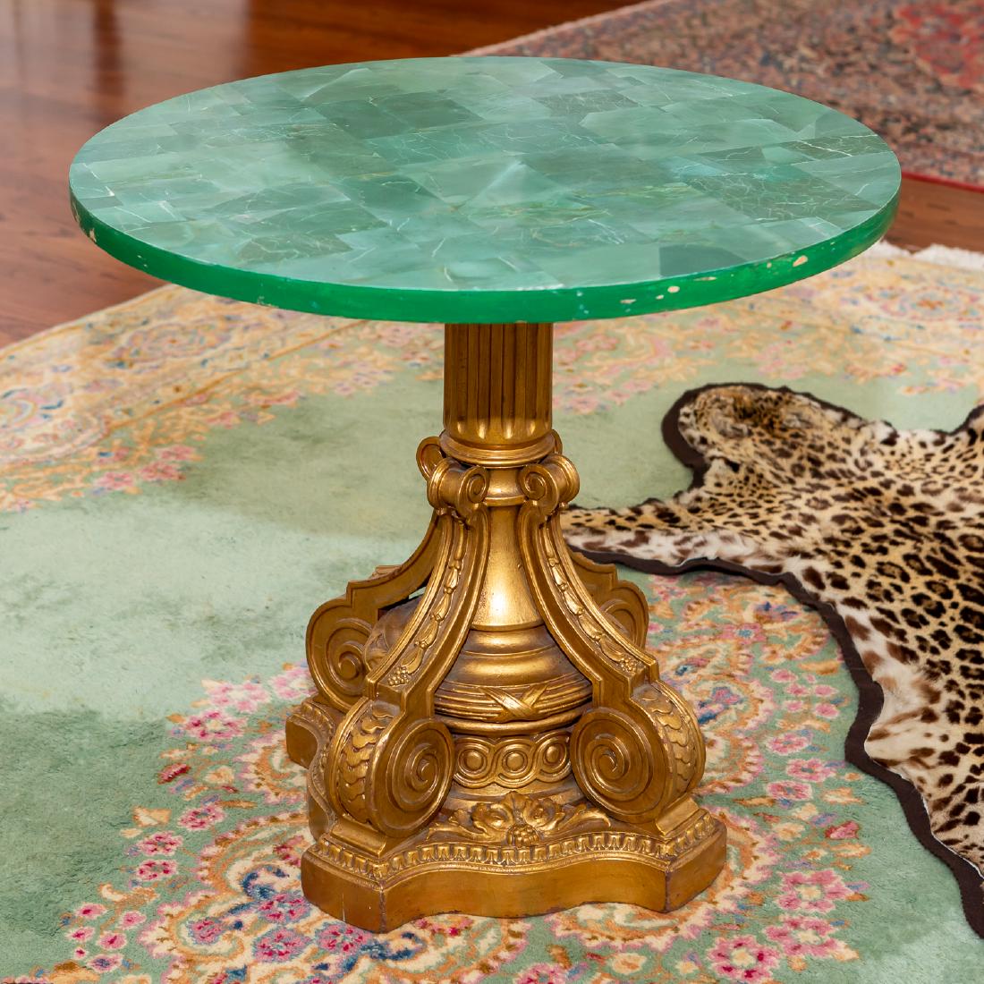 Neoclassical Style Jade Veneered Side Table