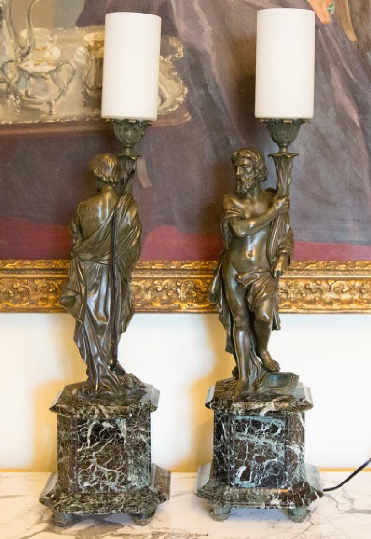 Late 19th Century Bronze Male Figural Lamps