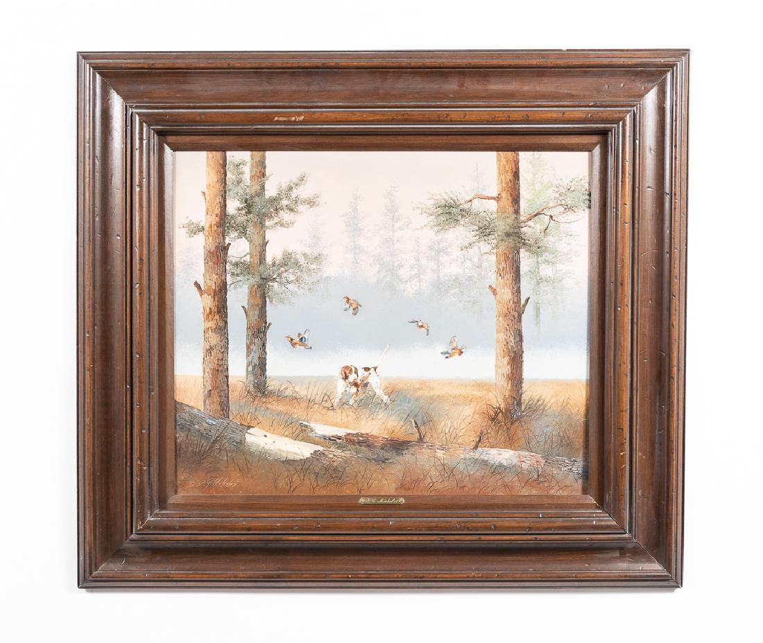 Joe C Michelet Jr., Oil on Masonite, Hunt Scene