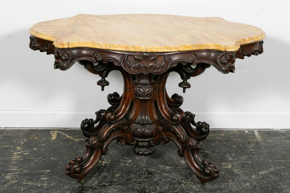 Rococo Revival Marble Turtle Top Parlor Table - Aug 25, 2019 | Ahlers ...