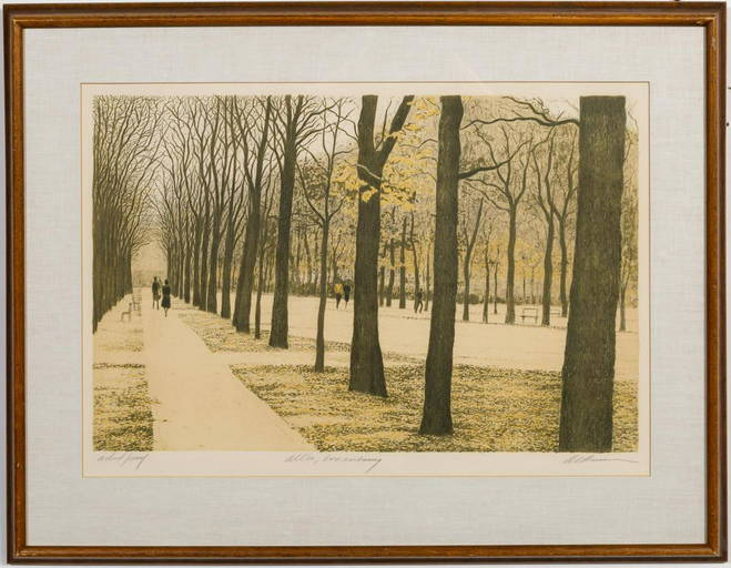 Harold Altman, "allee Luxembourg" Lithograph 1980