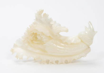 Chinese Carved White Jade Napa Cabbage
