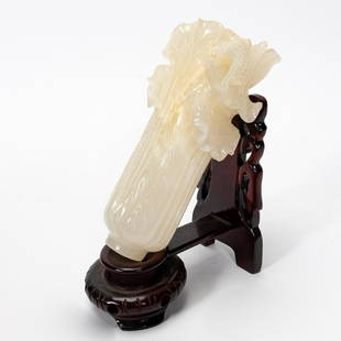 Chinese Carved White Jade Napa Cabbage