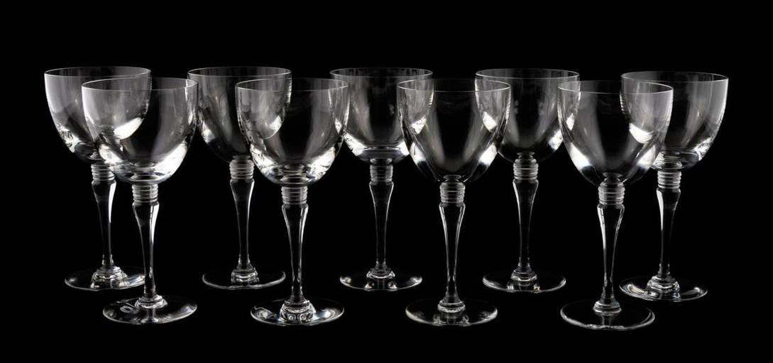 Nine St Louis "grand Lieu" Crystal Water Goblets