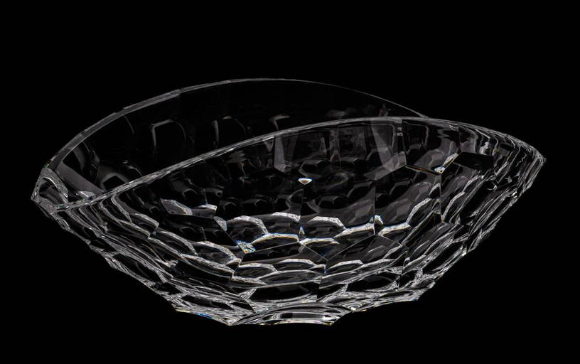Large Steuben Crystal "tortoise" Shell Motif Bowl