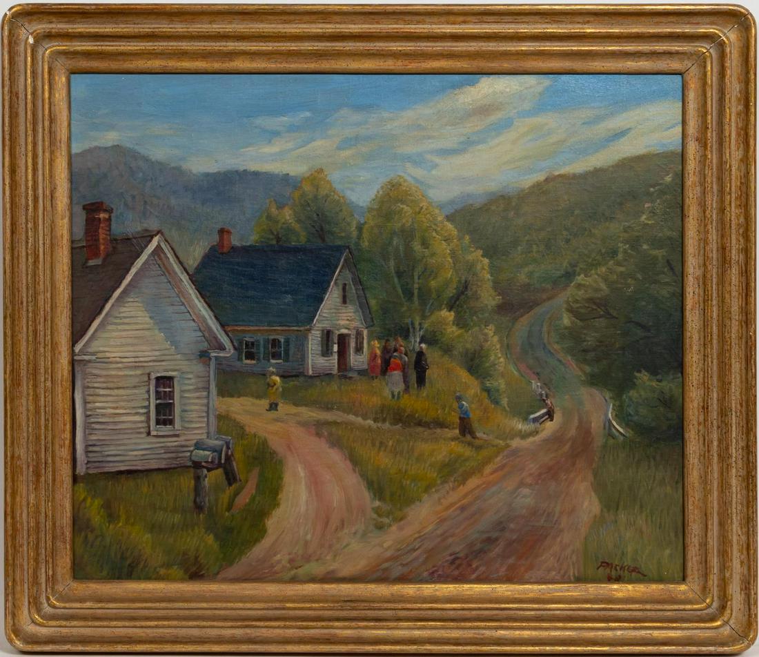 Frederick Packer, Landscape, Oil On Canvas
