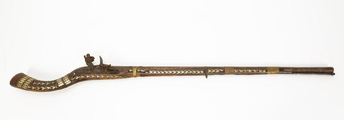 For Auction: ANTIQUE MOP INLAID AFGHAN JEZAIL FLINTLOCK RIFLE (#0350 ...