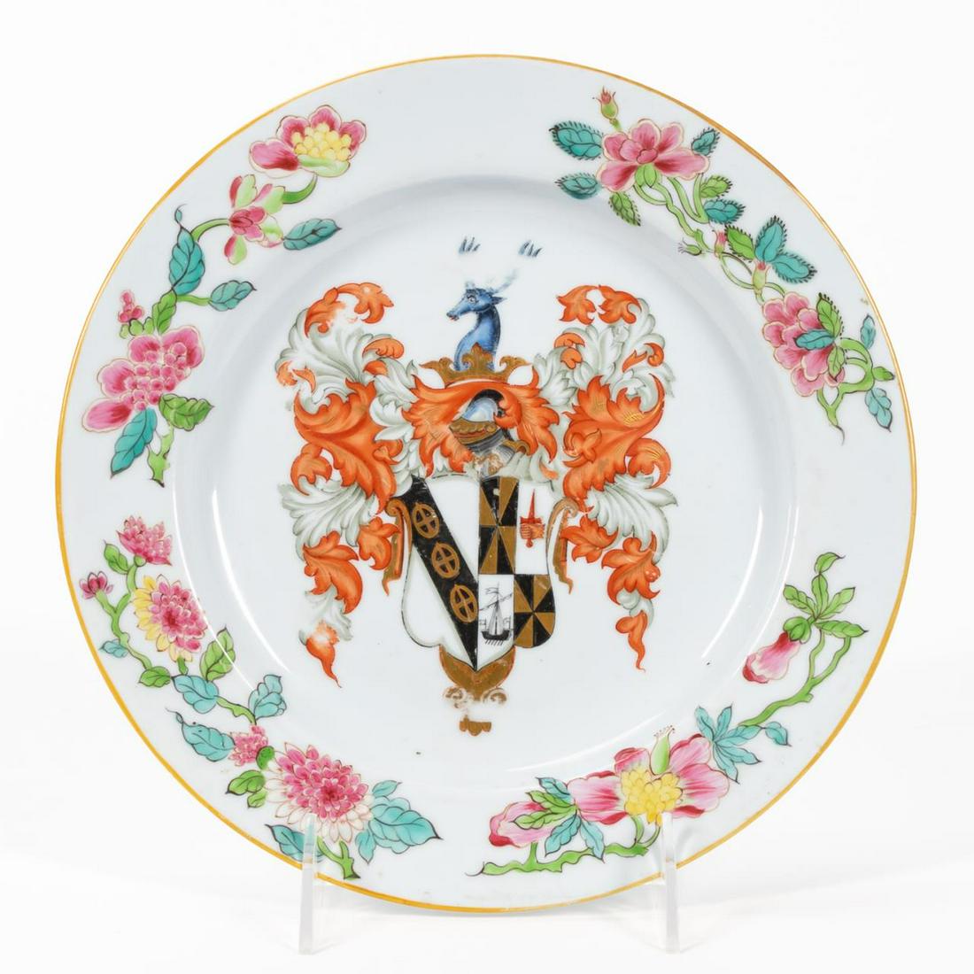 English Armorial Porcelain Plate, Circa 1800