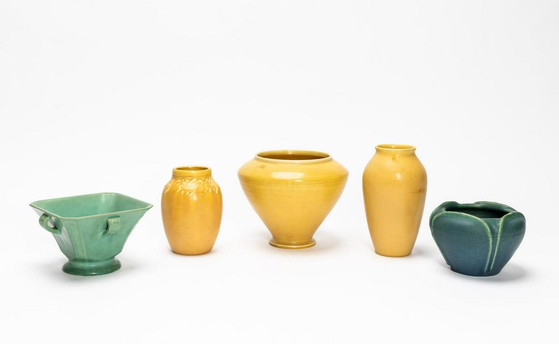 Five Rookwood Matte Production Pottery Vessels