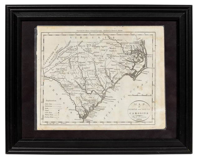 1796 Map Of North & South Carolina, Denison, Frame