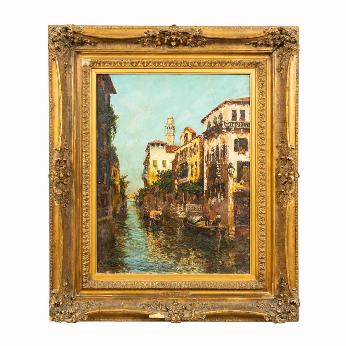 CHARLES COUSIN, VENICE CANAL OIL ON CANVAS, FRAMED (#0761) on Jan 16, 2022 | Ahlers & Ogletree ...