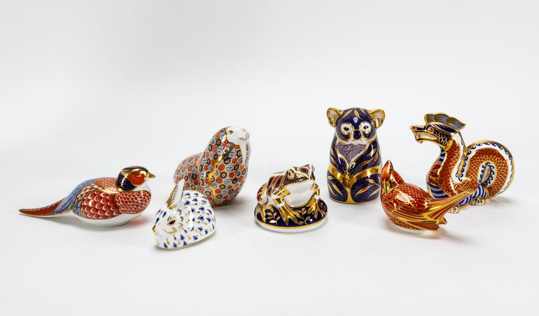 7 Pcs, Royal Crown Derby Animal Figurines