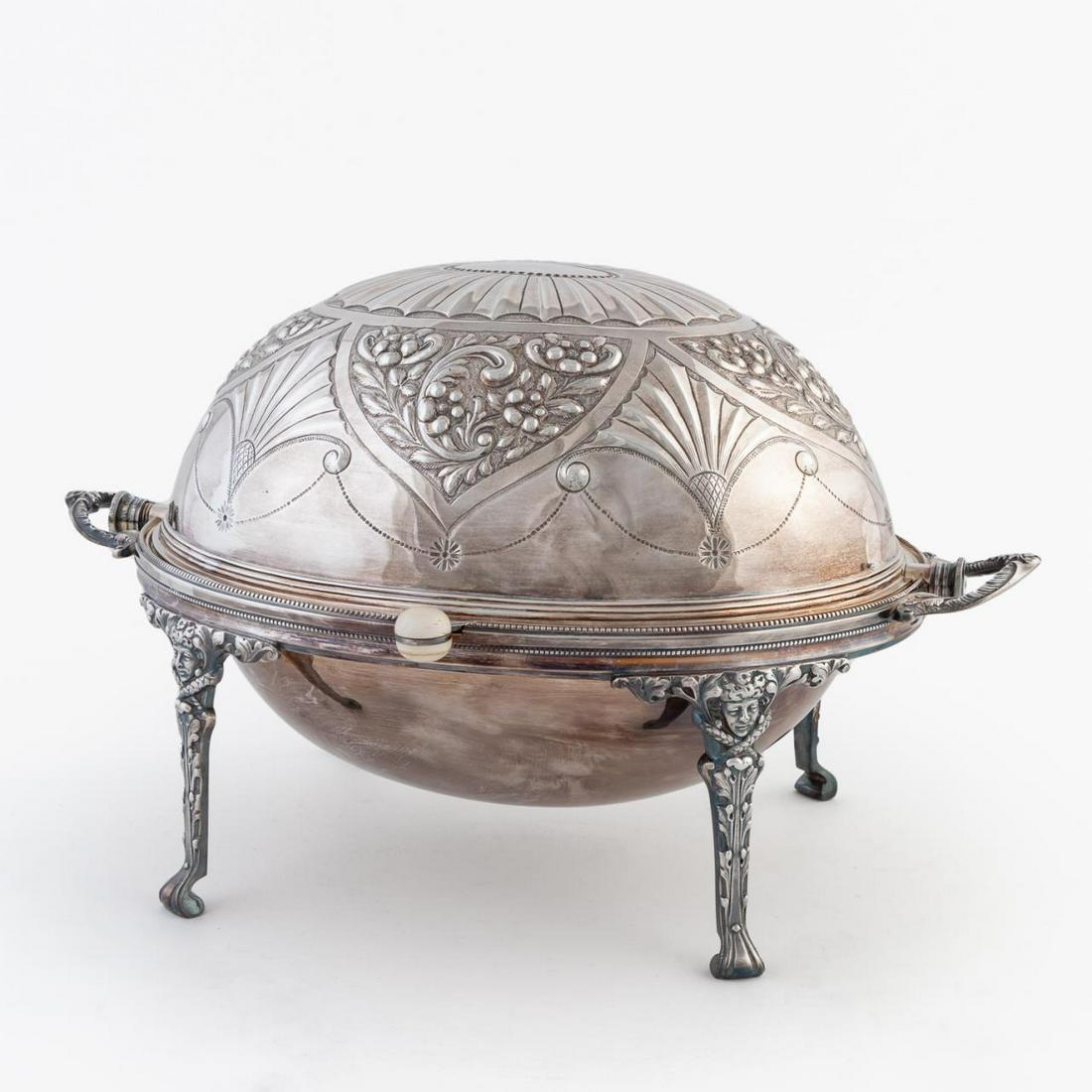 Victorian Silverplate Revolving Dome Server