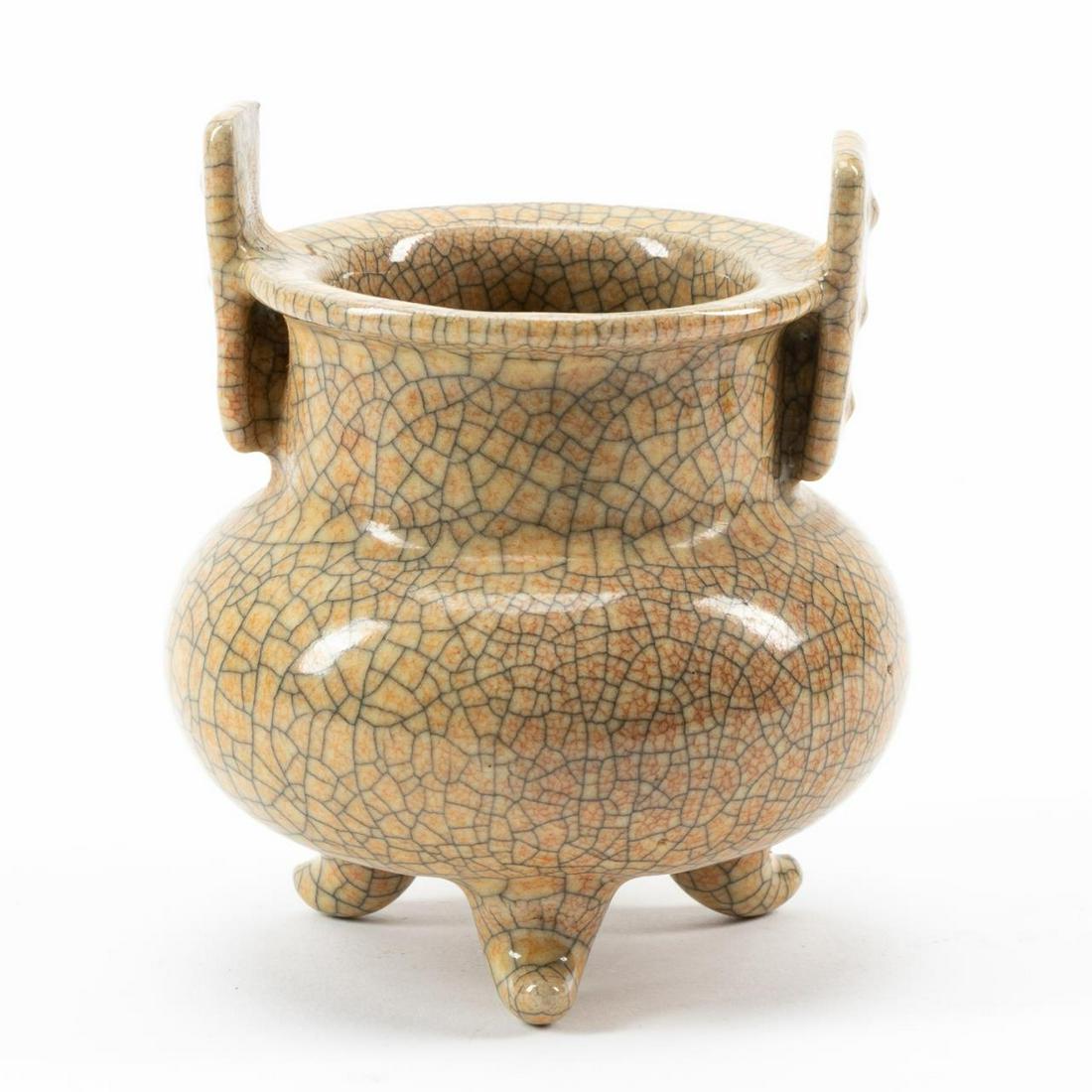Diminutive Chinese Ceramic Guan Ware Tripod Censer