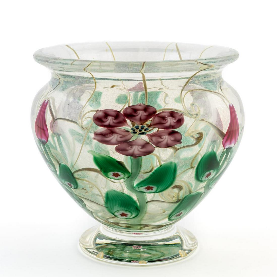 Vandermark Art Glass Floral Motif Vase