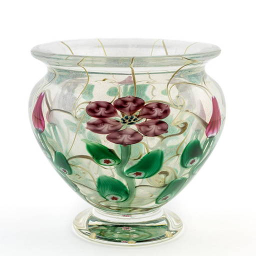 Vandermark Art Glass Floral Motif Vase