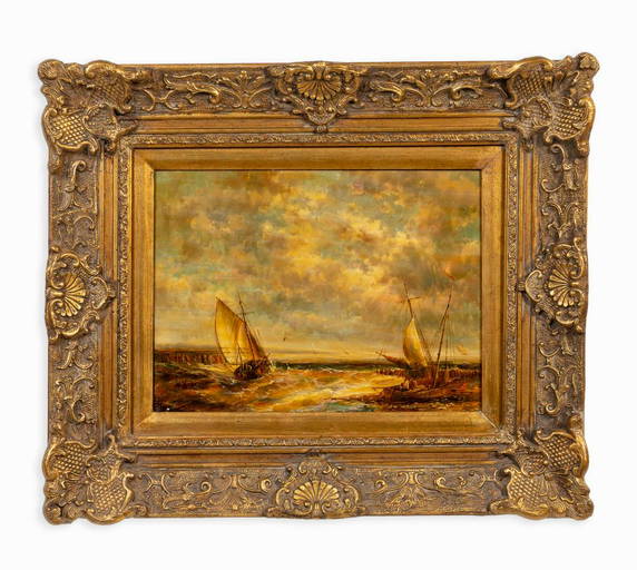 19TH C. KARL HEFFNER O/B SEASCAPE W/ BOATS - Apr 10, 2022 | Ahlers ...