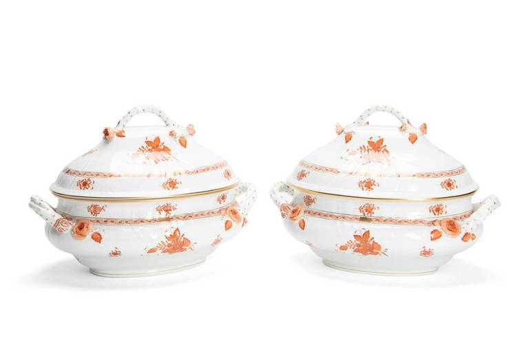 PAIR, HEREND RUST CHINESE BOUQUET LIDDED TUREENS - Apr 10, 2022 ...