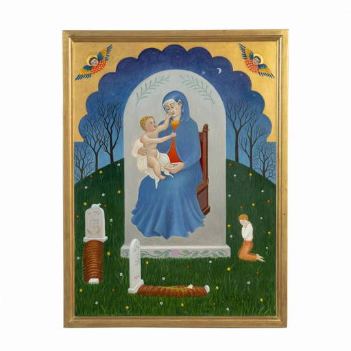 R. JOHNSON, "THE TOMBSTONE" FOLK ART OIL ON BOARD (#0160) on Jun 09 ...