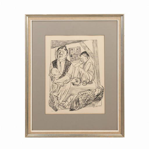 Max Beckmann, "die Nacht", B&w Figural Lithograph