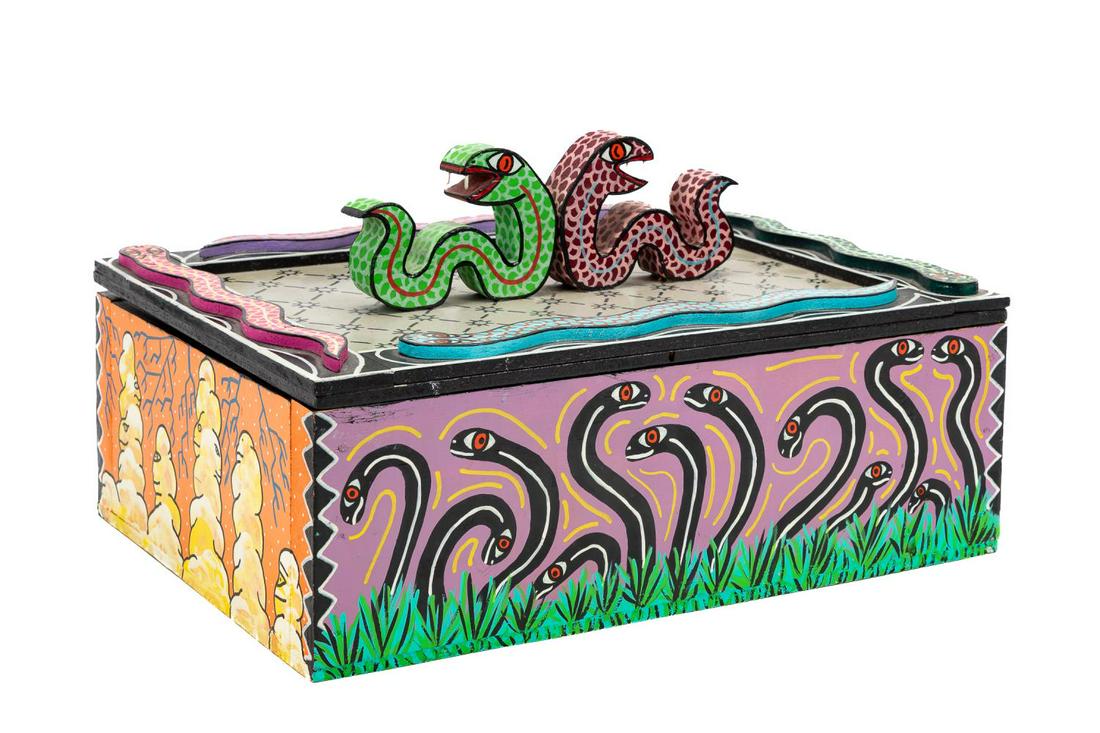 MICHAEL FINSTER, 1992 FOLK ART PAINTED BOX - Aug 26, 2022 | Ahlers ...