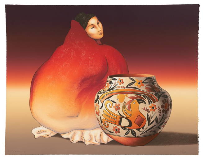 R.c. Gorman, "acoma" Figural Lithograph