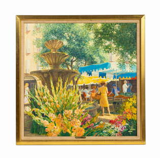 Louis Fabien Girl With Flower Painting