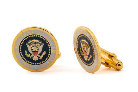 Pr Gold Plated Reagan Presidential Seal Cufflinks