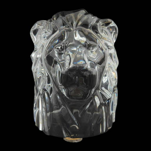 Baccarat Crystal Lion Head With Mane Sculpture