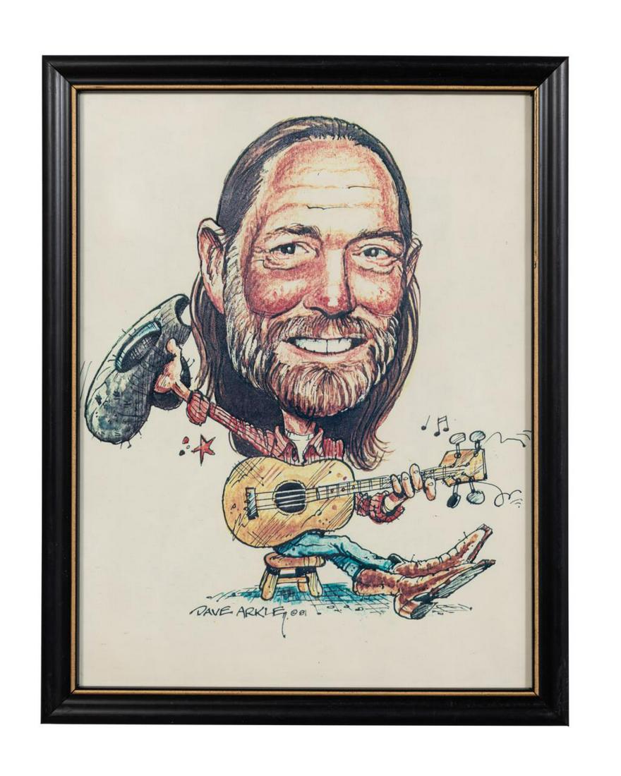 Dave Arkle Caricature Of Willie Nelson 1981