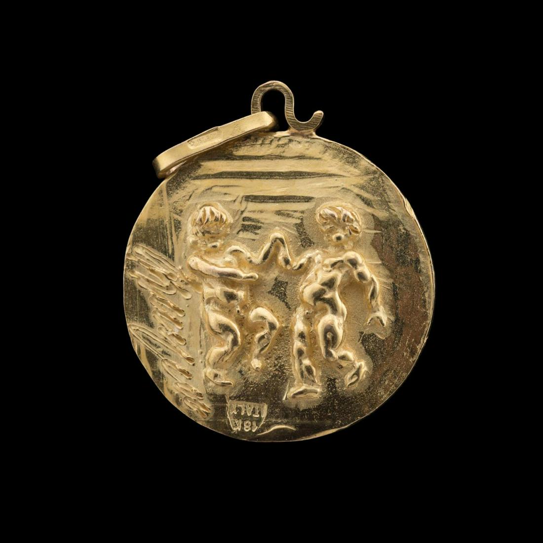 Germano Alfonsi 18k Gold Cherub Disc Pendant