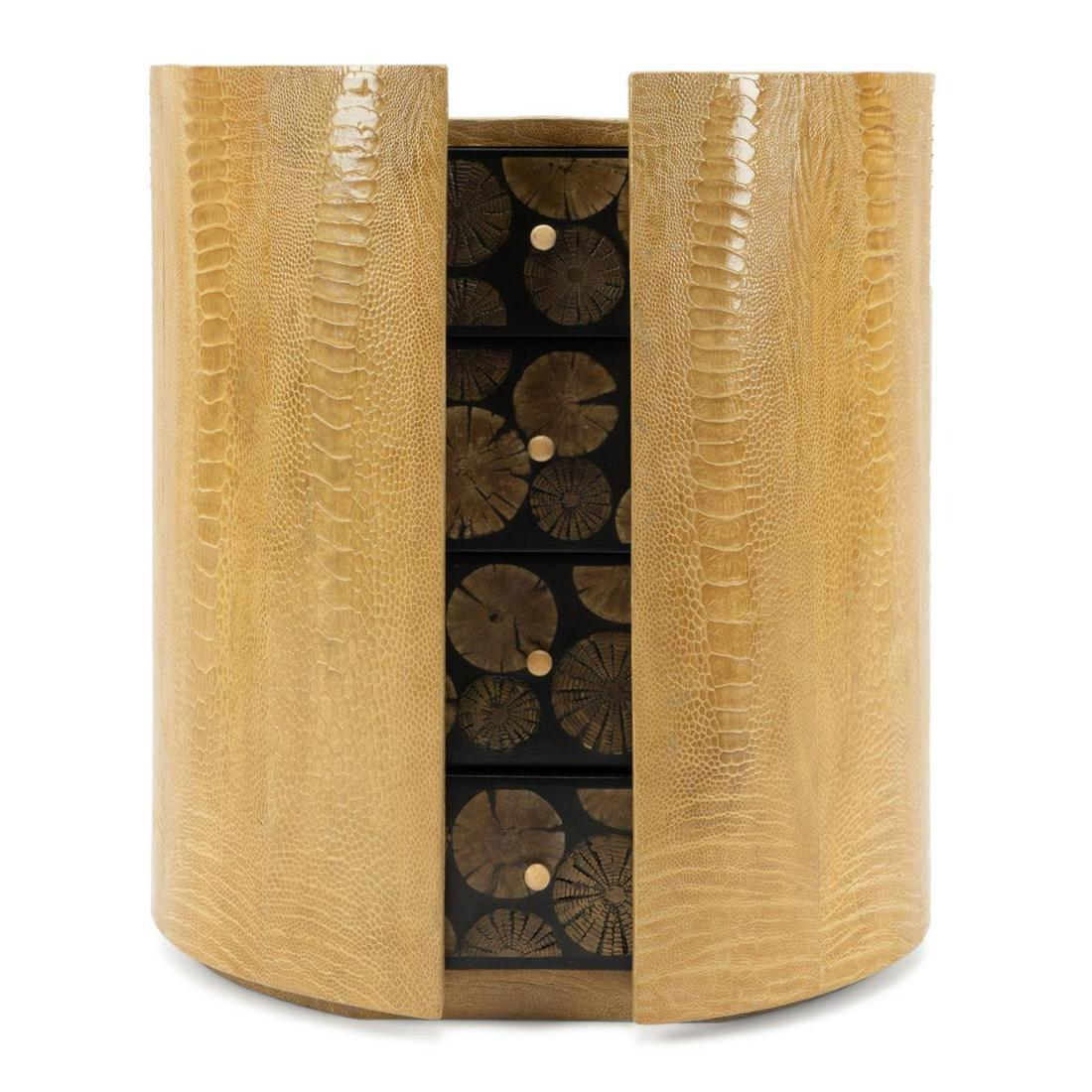 R & Y Augousti Modern Shagreen Jewelry Cabinet