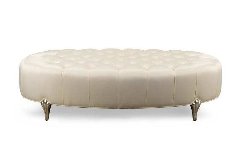 Christopher Guy "dorsay" Large White Silk Ottoman