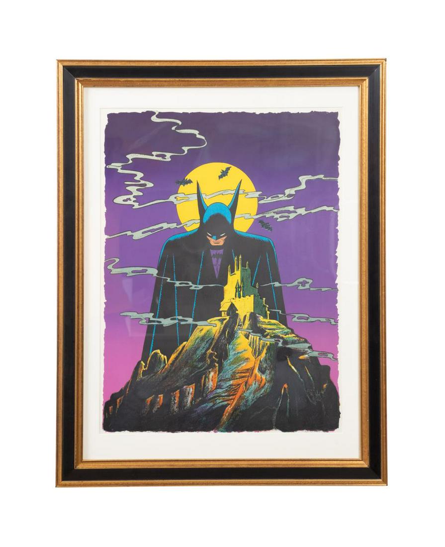 Bob Kane "batman" Travel Lithograph, Framed Auction