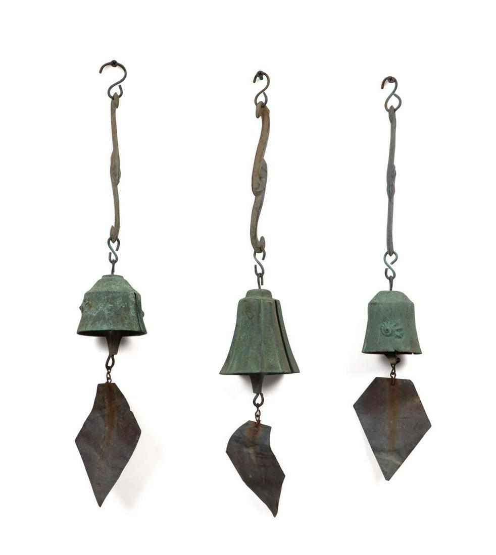 Three Paolo Soleri + Arcosanti Bronze Wind Bells