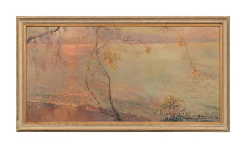 Luis Graner Arrufi "sunset Landscape" Oil On Board