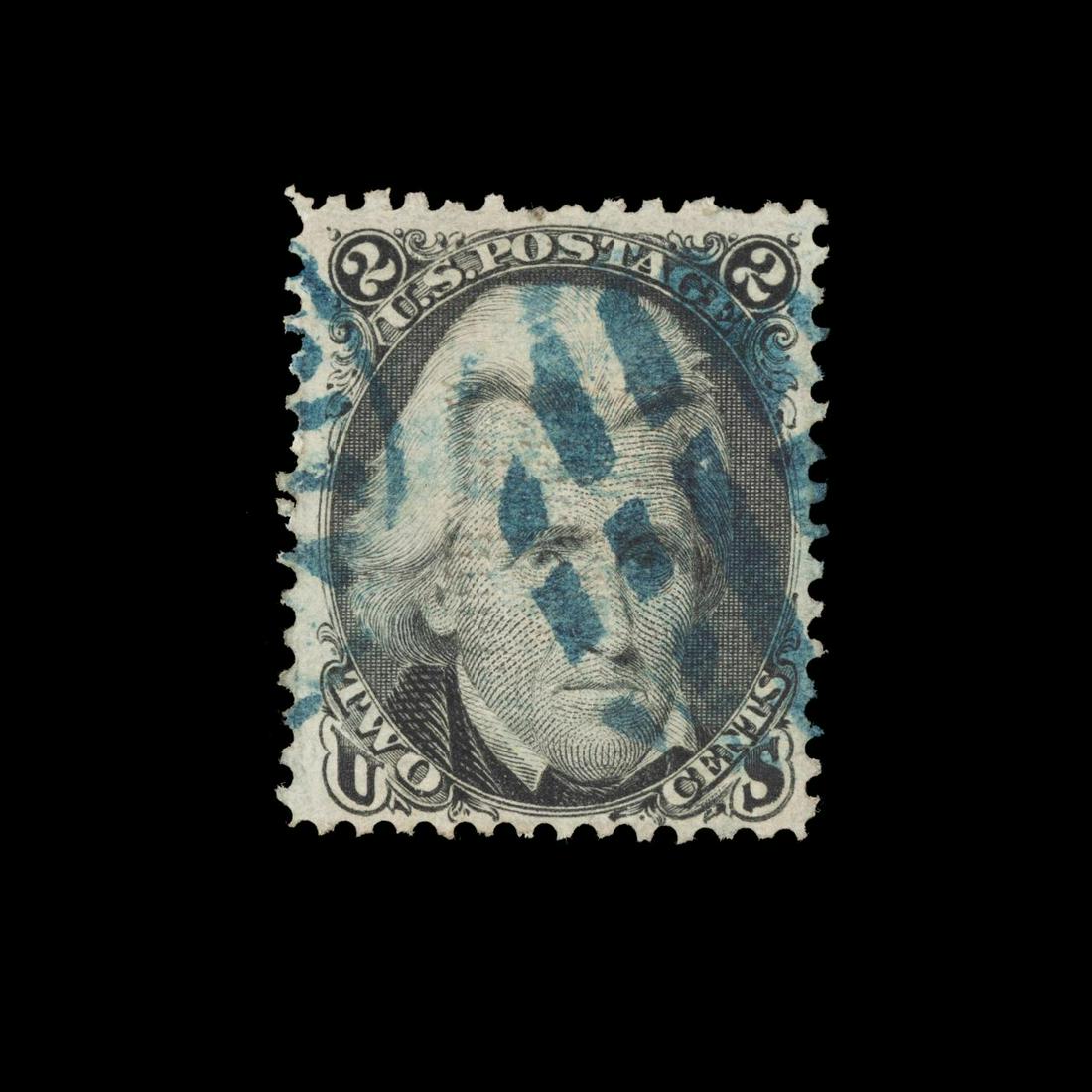 1868 Issue Black Z Grill Us Scott #85b 2c Stamp Auction