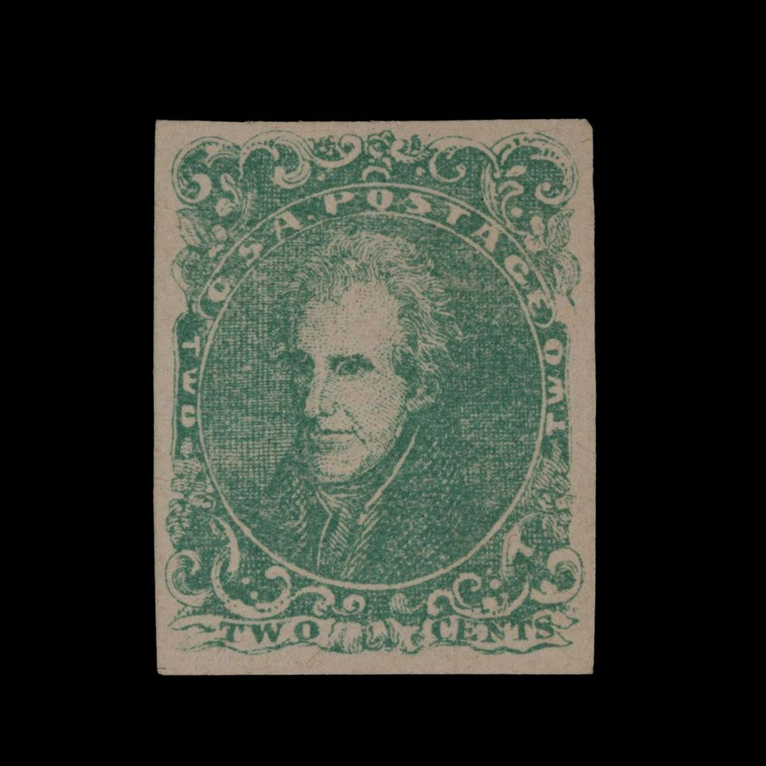Green Csa Scott #3 Jackson 2c Stamp, 1862 Auction