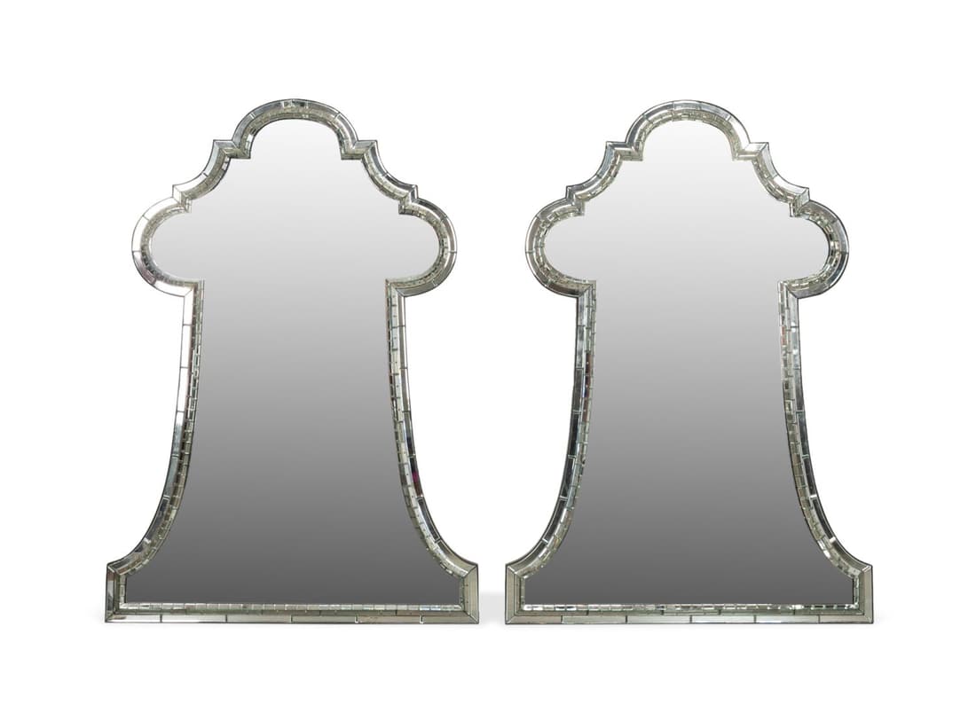Pair 6' Tall Jonathan Burden "keyhole" Mirrors Auction