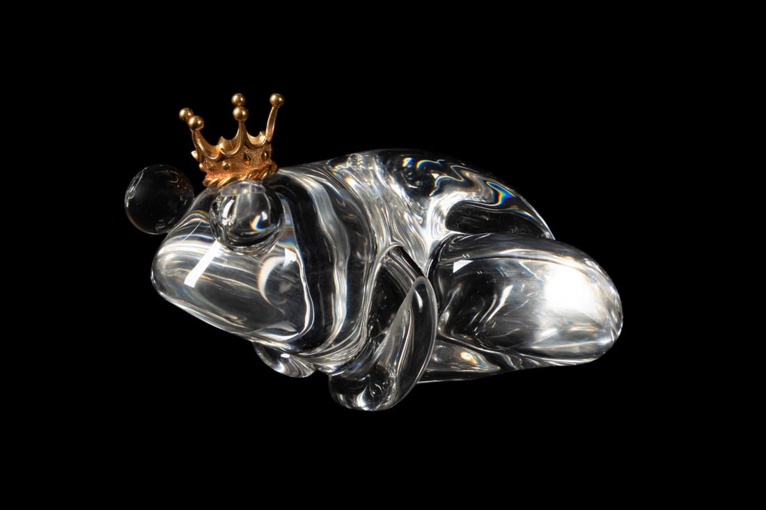 Lloyd Atkins For Steuben Frog Figurine W/ Crown Auction