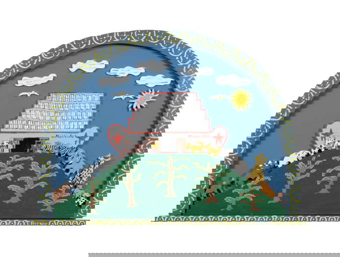 Tubby Brown Noah's Ark Folk Art 2 D Arched Panel