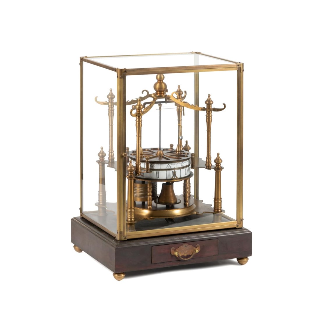 Flying Pendulum Skeleton Clock In Glass Case Auction