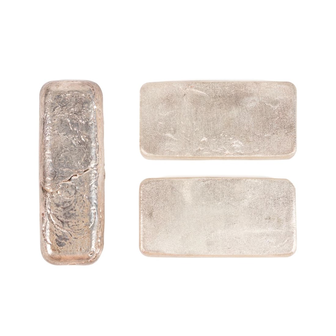 Three Solid Fine .999 Silver Ingot Bars Auction