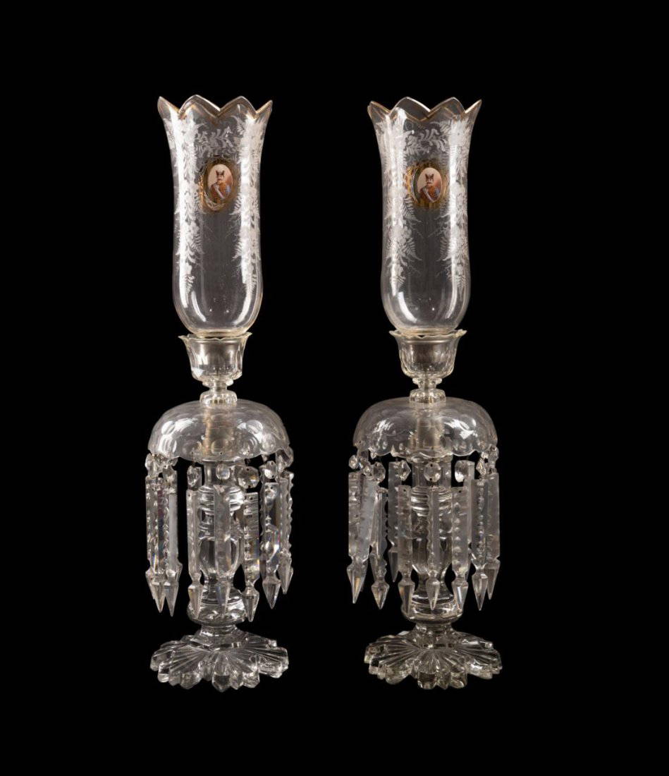 Pair Baccarat & Moser Iranian Luster Candlesticks Auction