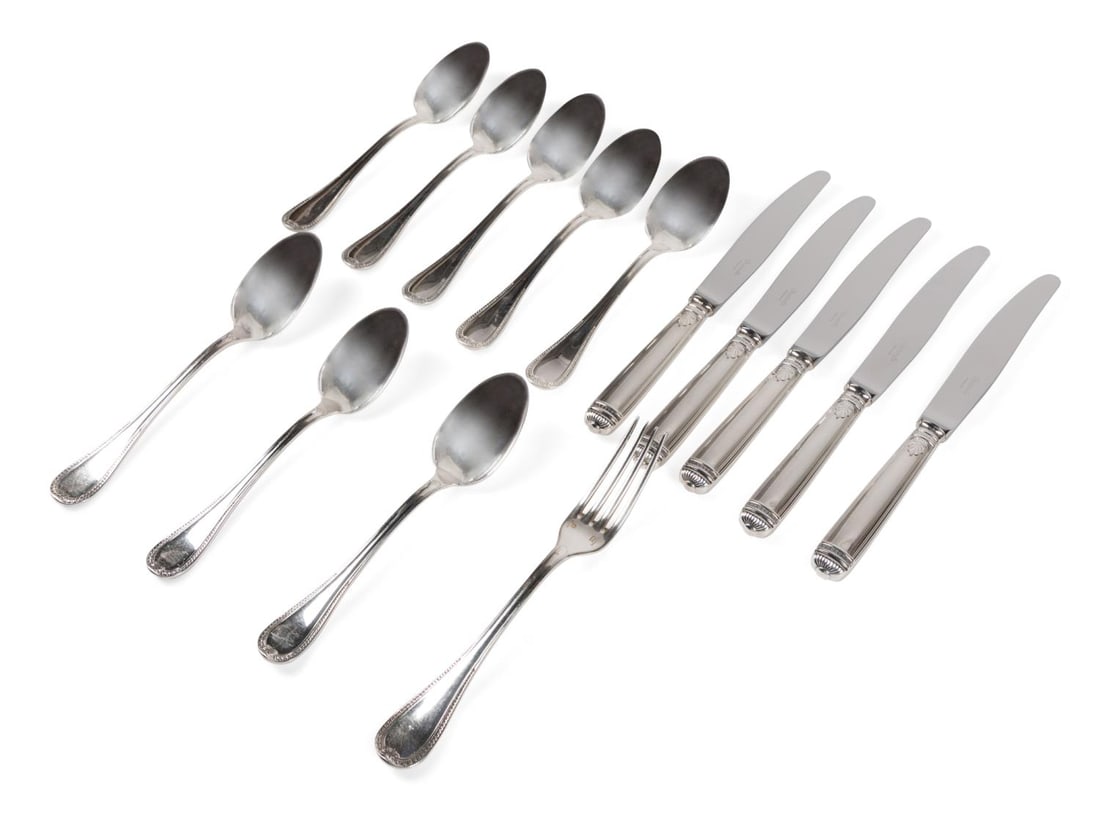 14pcs Christofle 'malmaison' Silverplate Flatware Auction